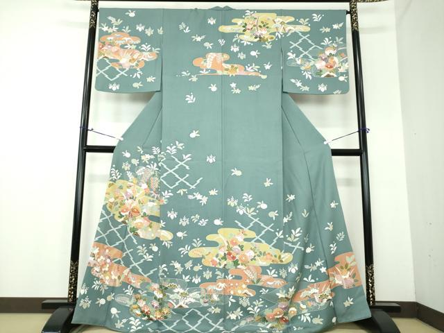 平和屋着物●創業460年・千總　訪問着　駒刺繍　霞吉祥花文　金糸　正絹　逸品　DAAX4692ps