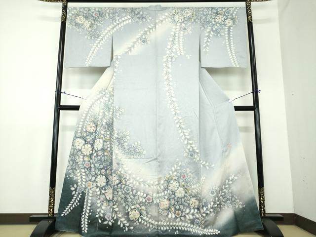 平和屋着物●越後十日町の一流染匠　桐屋・翠山工房　訪問着　絞り　辻が花　金通し地　正絹　逸品　DAAX4698ps