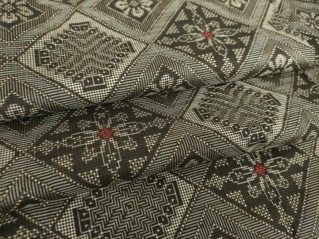 平和屋着物●本場大島紬　龍郷絣　花菱文　正絹　逸品　DAAX4704ps