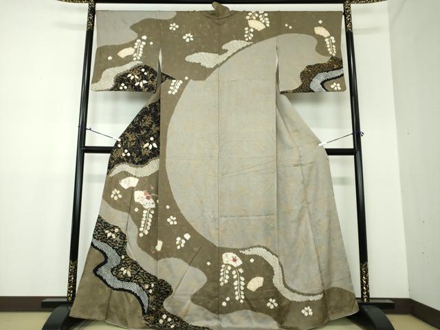 平和屋着物●訪問着　絞り　刺繍　道長地紙花文　金彩　正絹　逸品　DAAX4721ps