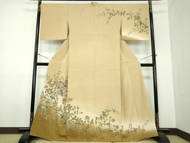 平和屋着物●訪問着　更紗花文　暈し染め　金彩　正絹　逸品　DAAX4730ps