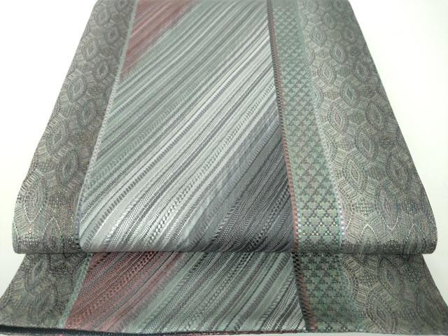 平和屋着物●六通柄袋帯　変わり間道　金糸　正絹　逸品　DAAX4735ps