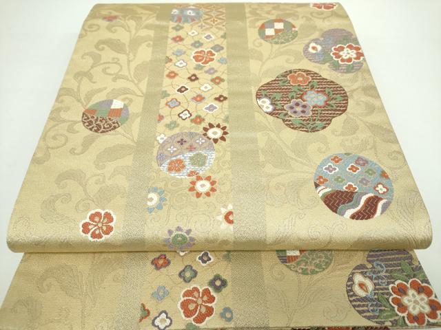 平和屋着物●両面　六通柄袋帯　唐織　花間道　金糸　正絹　逸品　DAAX4755ps