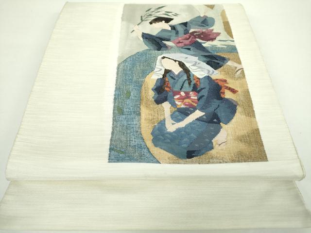 平和屋着物●太鼓柄袋帯　作家物　笹舟　金糸　正絹　逸品　DAAX4759ps