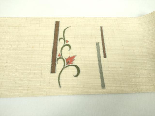 平和屋着物○九寸名古屋帯 紬地 花間道 銀彩 正絹