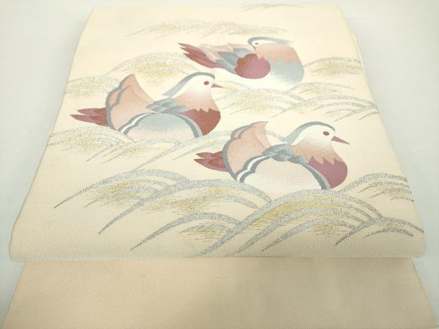 平和屋着物●爪掻き本綴れ　八寸名古屋帯　流水鴛鴦文　金銀糸　正絹　逸品　DAAX4809ps