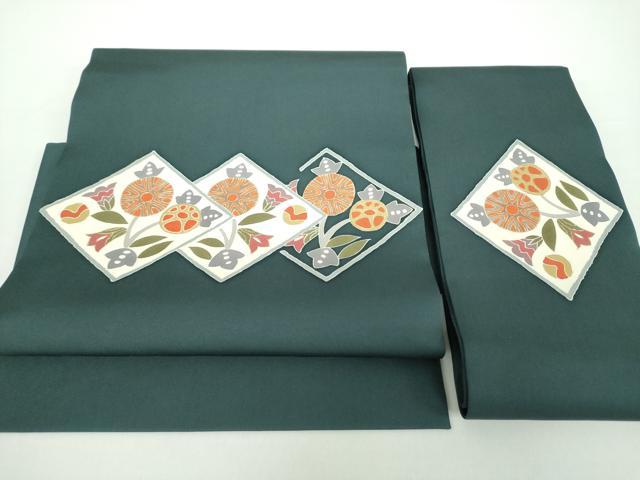 平和屋着物●塩瀬　つけ帯　刺繍　花菱文　金彩　正絹　逸品　未使用　DAAX4827ps