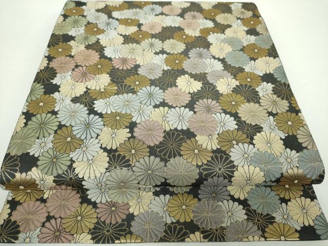 平和屋着物●西陣織　陰山織物謹製　箔屋清兵衛　六通柄袋帯　草木染　菊尽くし　金糸　正絹　逸品　DAAX4839ps