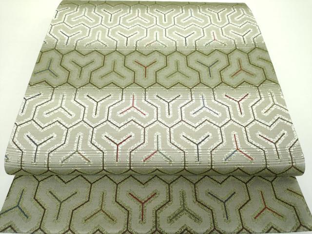 平和屋着物●両面　全通柄袋帯　毘沙門亀甲　正絹　逸品　未使用　DAAX4855ps