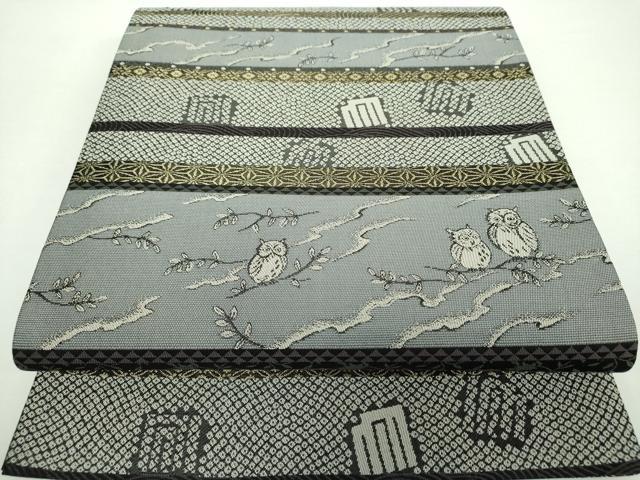 平和屋着物●全通柄袋帯　遊織紹巴　源氏香　ミミズク　正絹　逸品　DAAX4872ps