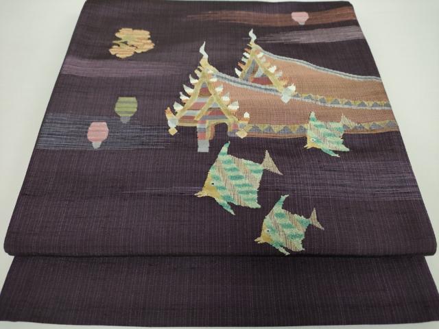 平和屋着物●太鼓柄袋帯　魚　海中風景　正絹　逸品　未使用　DAAX4881ps