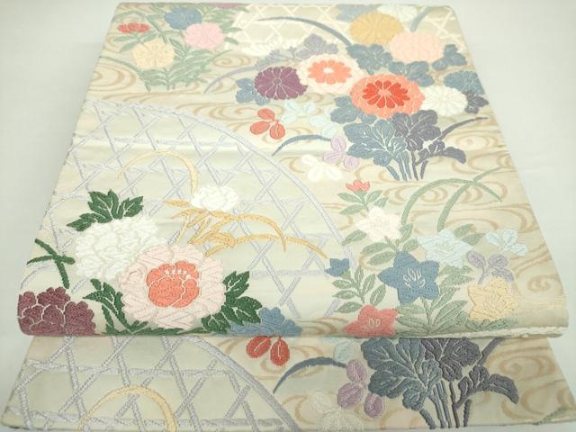 平和屋着物●六通柄袋帯　唐織　籬花文　金糸　正絹　逸品　DAAX4886ps