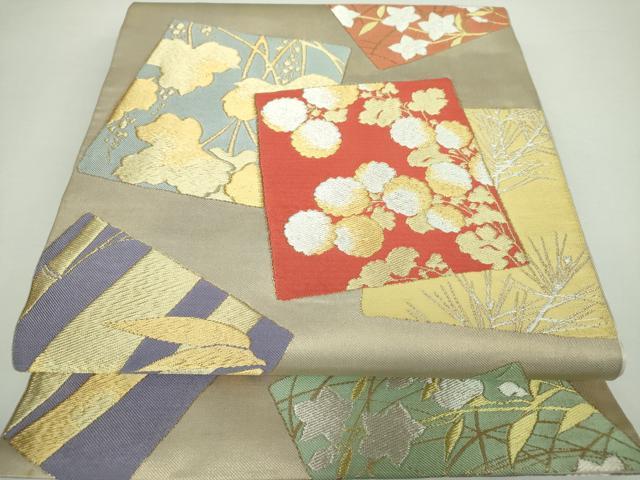 平和屋着物●西陣　川島織物　六通柄　本袋帯　色紙重ね花文　金銀糸　正絹　逸品　DAAX4904ps