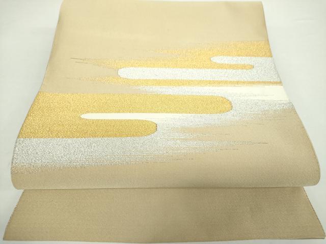 平和屋着物●爪掻き本綴れ　八寸名古屋帯　霞文　金銀糸　正絹　逸品　DAAX4915ps