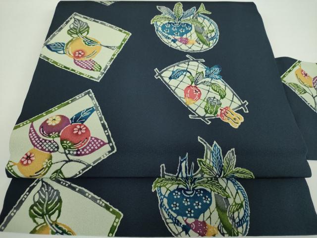 平和屋着物●全通柄九寸名古屋帯　型染　成り物　魚　正絹　逸品　DAAX4916ps