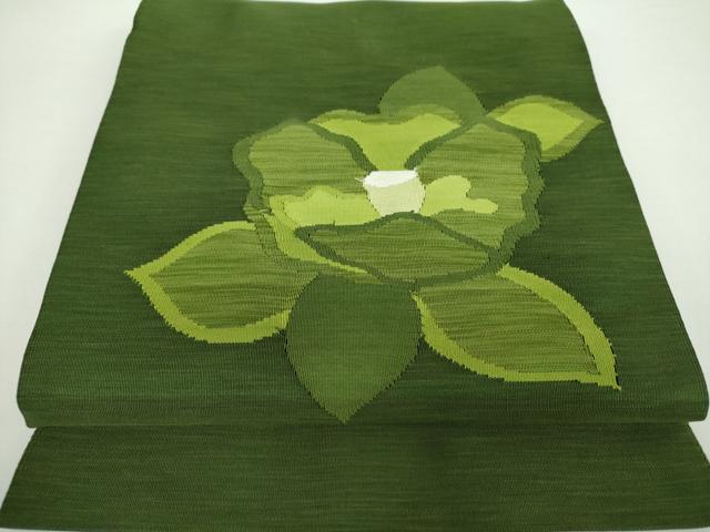 平和屋着物●爪掻き本綴れ　八寸名古屋帯　草花文　正絹　逸品　DAAX4918ps