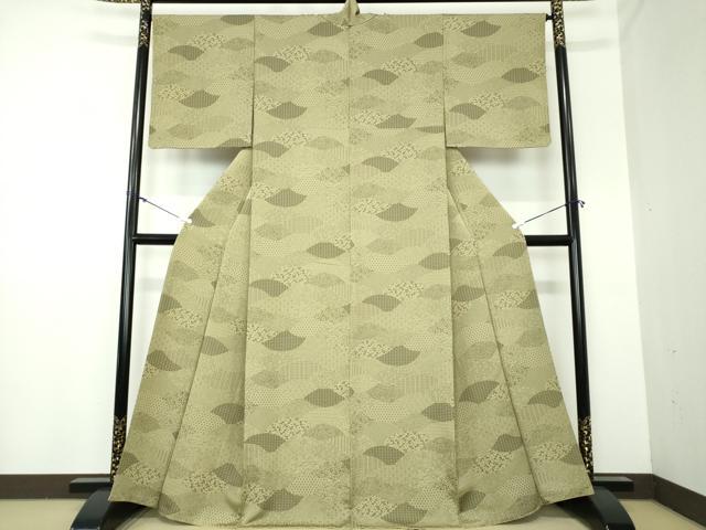 平和屋着物●上質な紬　地紙吉祥花文　正絹　逸品　DAAX4974ps