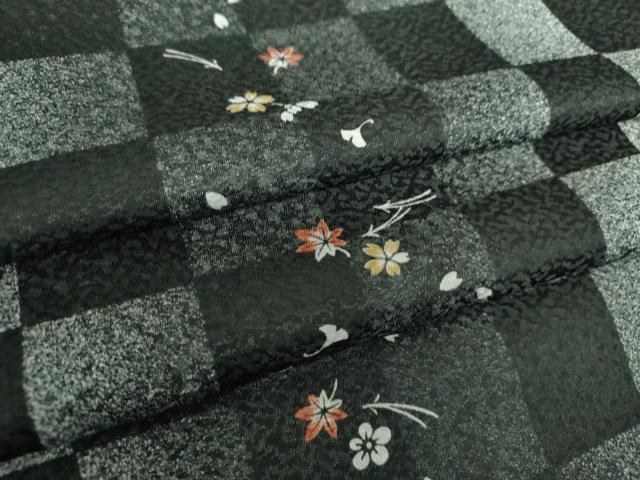 平和屋着物●小紋　市松文様　吹き寄せ花文　やまと誂製　洗える着物　DAAX4985ps