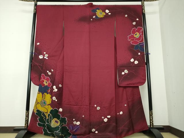 平和屋着物●豪華振袖　絞り　鹿の子文様　大輪の花　金彩　正絹　逸品　DAAX4990ps