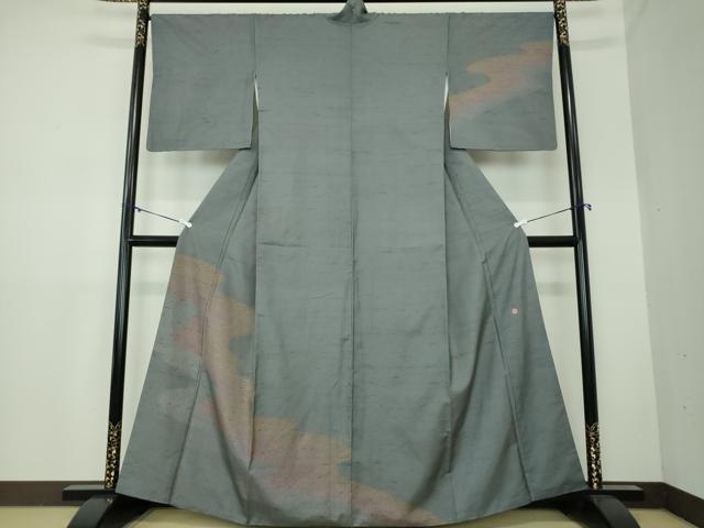 平和屋着物●石川県指定無形文化財　牛首紬　白山工房　手織り　訪問着　霞文　正絹　逸品　DAAX4991ps