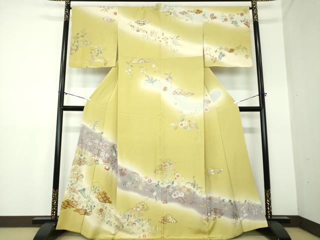 平和屋着物●中国三大刺繍　相良刺繍　総刺繍　訪問着　松皮菱花文　暈し染め　正絹　逸品　DAAX4998ps