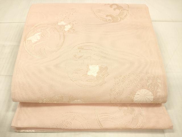 平和屋着物＊夏物　西陣　六通柄袋帯　立波草花文　金糸　証紙付き　正絹　逸品　DAAX5530cm