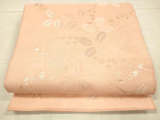 平和屋着物＊夏物　六通柄袋帯　草葉文　金銀糸　正絹　逸品　DAAX5537cm