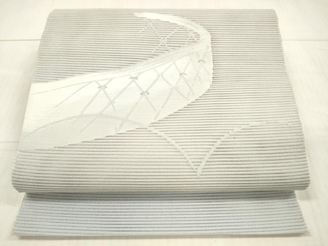 平和屋着物＊夏物　絽綴れ　八寸名古屋帯　籬文　銀糸　正絹　逸品　DAAX5553cm