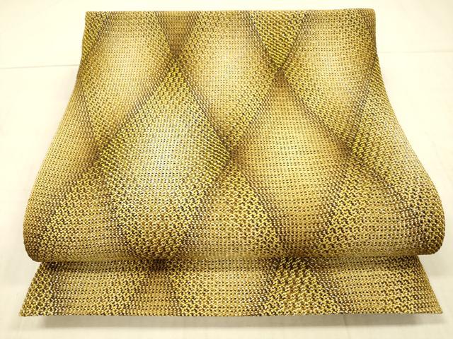 平和屋着物＊夏物　八寸名古屋帯　組織　菱文　金銀糸　正絹　逸品　DAAX5557cm