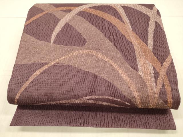 平和屋着物＊夏物　太鼓柄袋帯　草葉文　正絹　逸品　DAAX5560cm