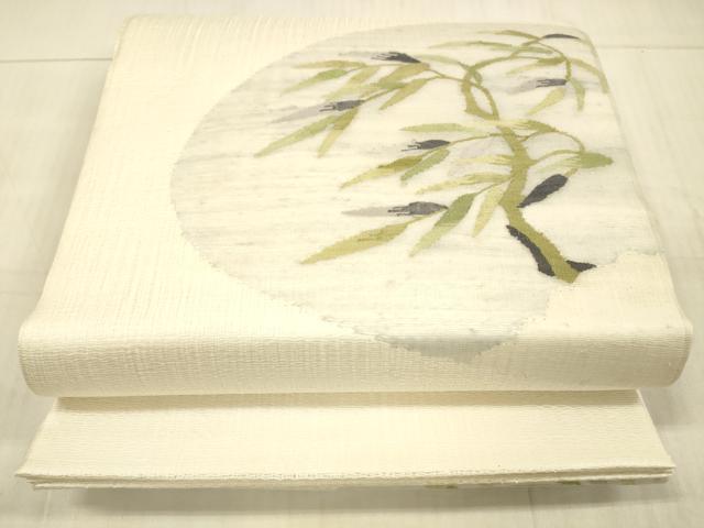 平和屋着物＊夏物　太鼓柄袋帯　枝葉文　正絹　逸品　DAAX5561cm