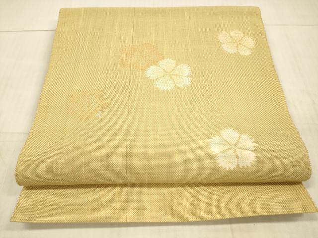 平和屋着物＊夏物　八寸名古屋帯　舞花文　正絹　逸品　DAAX5566cm