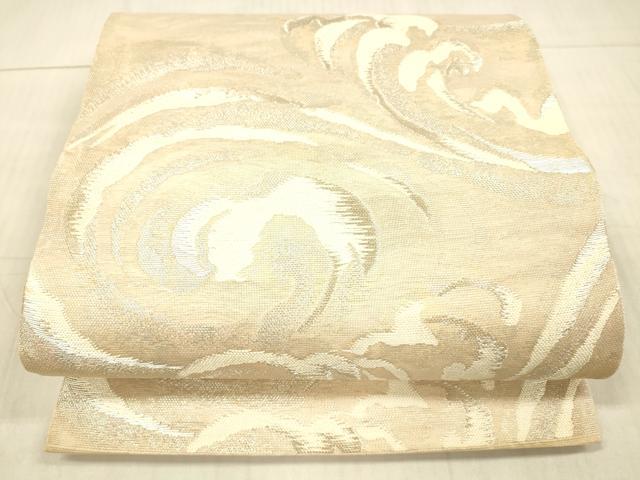 平和屋着物＊夏物　六通柄袋帯　立波文　銀糸　正絹　逸品　DAAX5577cm