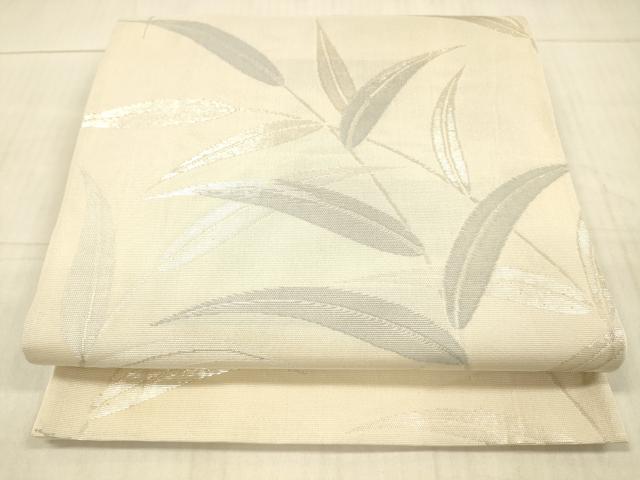 平和屋着物＊夏物　六通柄袋帯　草葉文　銀糸　正絹　逸品　DAAX5578cm