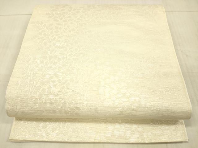 平和屋着物＊夏物　六通柄袋帯　枝葉文　銀糸　正絹　逸品　DAAX5579cm