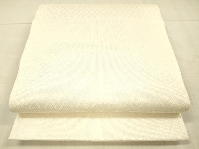 平和屋着物＊夏物　全通柄袋帯　菱文　生成り色　正絹　逸品　DAAX5581cm