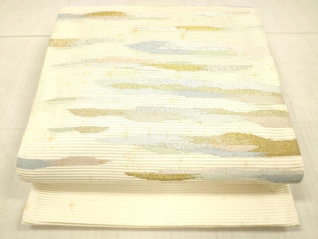 平和屋着物＊夏物　絽綴れ　太鼓柄袋帯　抽象文様　金銀糸　正絹　逸品　DAAX5586cm