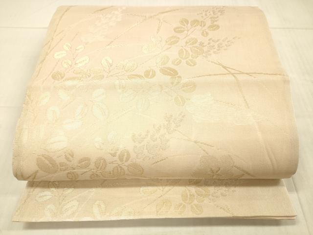 平和屋着物＊夏物　六通柄袋帯　草花文　金銀糸　正絹　逸品　DAAX5590cm