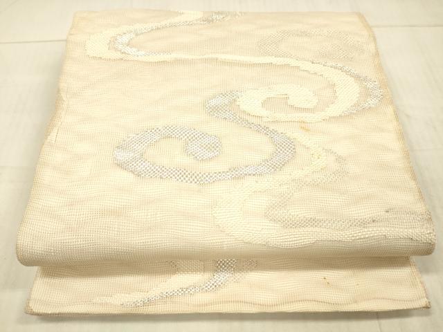 平和屋着物＊夏物　六通柄袋帯　流水文　銀糸　正絹　逸品　DAAX5594cm