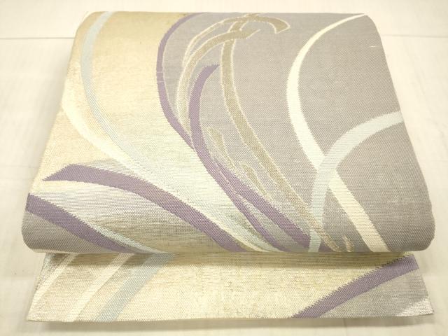 平和屋着物＊夏物　六通柄袋帯　抽象文様　銀糸　正絹　逸品　DAAX5600cm