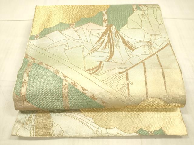 平和屋着物●西陣　川島織物　六通柄　本袋帯　人物文　金糸　正絹　逸品　DAAX5609cm