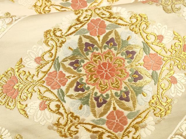 平和屋着物○六通柄袋帯 唐織 正倉院花文 金糸 正絹