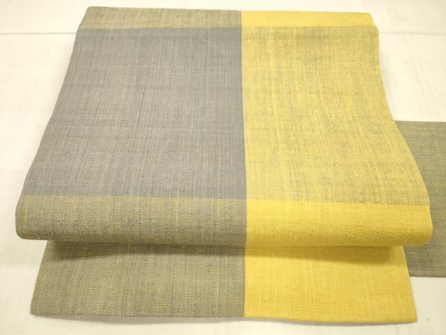 平和屋着物●九寸名古屋帯　紬地　市松文様　正絹　逸品　DAAX5660cm