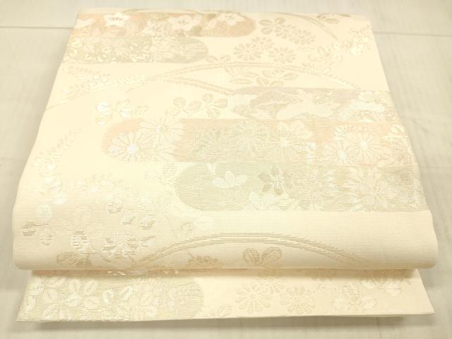 平和屋着物＊夏物　六通柄袋帯　草花文　金銀糸　正絹　逸品　DAAX5693cm