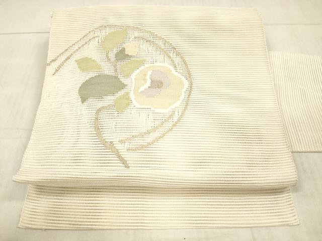 平和屋着物＊夏物　絽綴れ　八寸名古屋帯　枝花文　金糸　正絹　逸品　DAAX5715cm