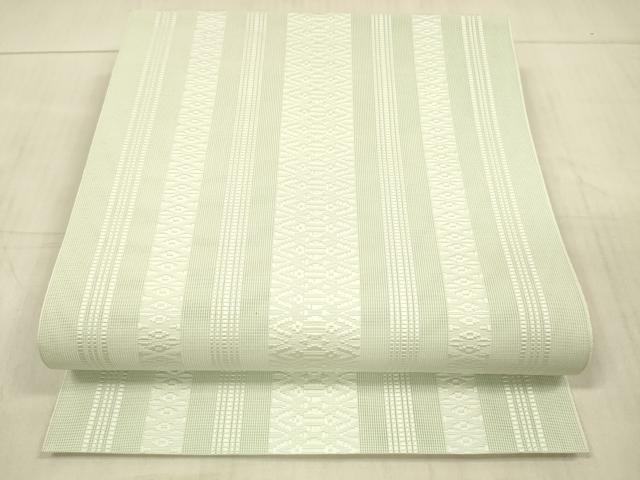 平和屋着物＊夏物　本場筑前博多織　八寸名古屋帯　紗献上　藍白色　正絹　逸品　DAAX5717cm