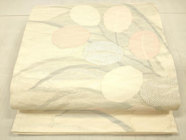 平和屋着物＊夏物　六通柄袋帯　草葉文　銀糸　正絹　逸品　DAAX5718cm