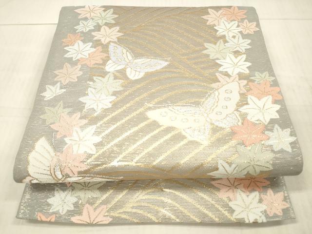 平和屋着物＊夏物　六通柄袋帯　舞蝶竜田川　金銀糸　正絹　逸品　DAAX5723cm