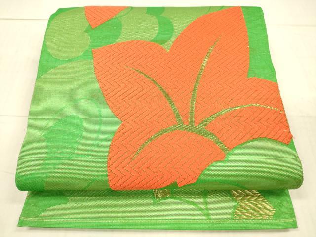 平和屋着物＊夏物　六通柄　本袋帯　唐織　竜田川　金糸　正絹　逸品　DAAX5725cm