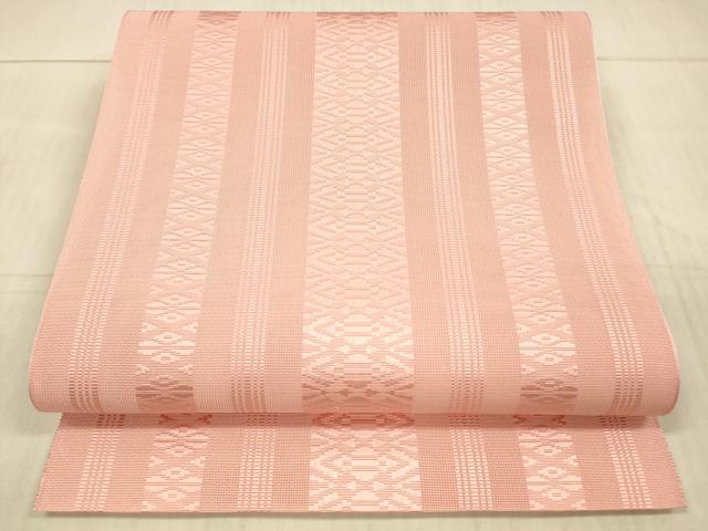 平和屋着物＊夏物　本場筑前博多織　八寸名古屋帯　紗献上　紅梅色　正絹　逸品　DAAX5741cm